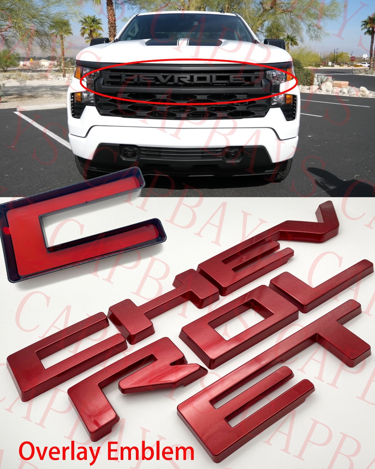 Overlay Letters Emblem FITS Silverado custom Front grille 2022 2023 ...