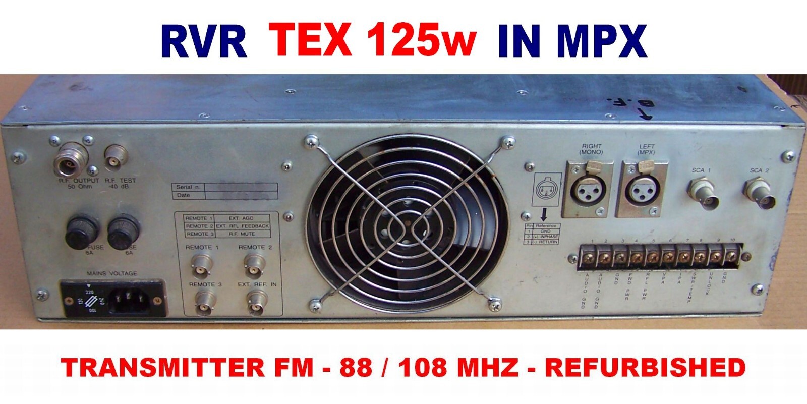 Broadcast Prof RVR TEX 125w FM Transmitter Wide Band 88 108 Mhz | eBay