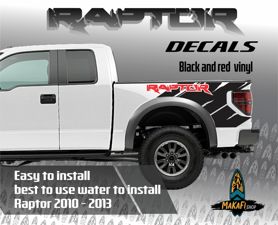 2010 - 2014 Gen 1 Ford Raptor SVT decals Vinyl Cut black, Red Raptor ...