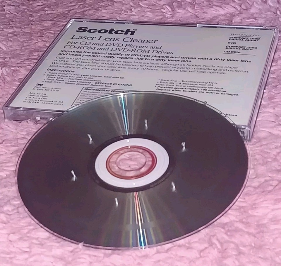 Scotch Laser Lens Cleaner for CD DVD Players PC COMPUTER ROM PS1/PS2 ...