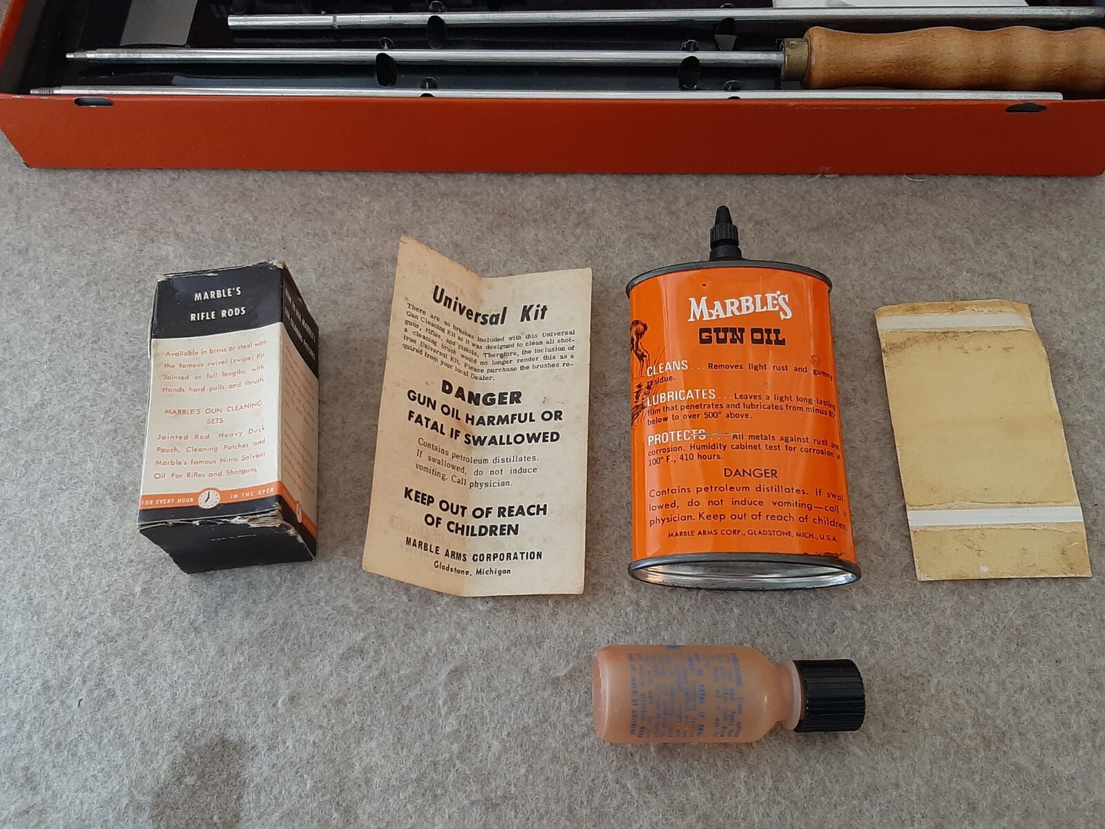 Vintage MARBLES Rifle Shotgun Gun Cleaning Kit in Steel Case Hunting ...