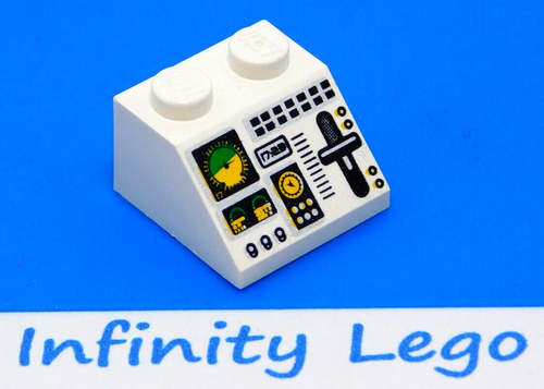 6 LEGO White Slope 2 x 2 (45°) with Gauges Switches & Lever Monitor ...