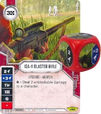 Star Wars Destiny CCG IQA-11 Blaster Rifle ID 55 Rare Card with 1 Dice ...
