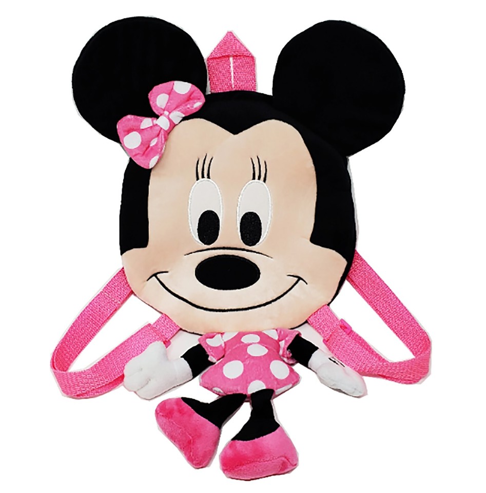 Disney Pink Minnie Mouse Plush Backpack, zipper backpack, unique Minnie ...