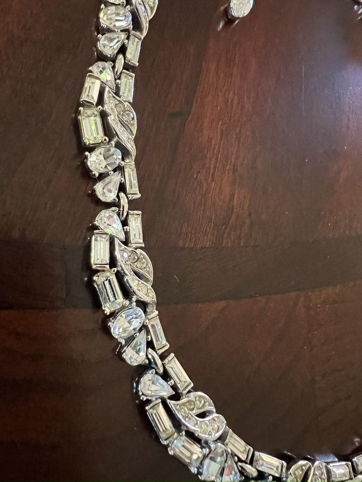 VTG TRIFARI 1940s Outstanding Rhinestone Choker Necklace - Rhodium ...