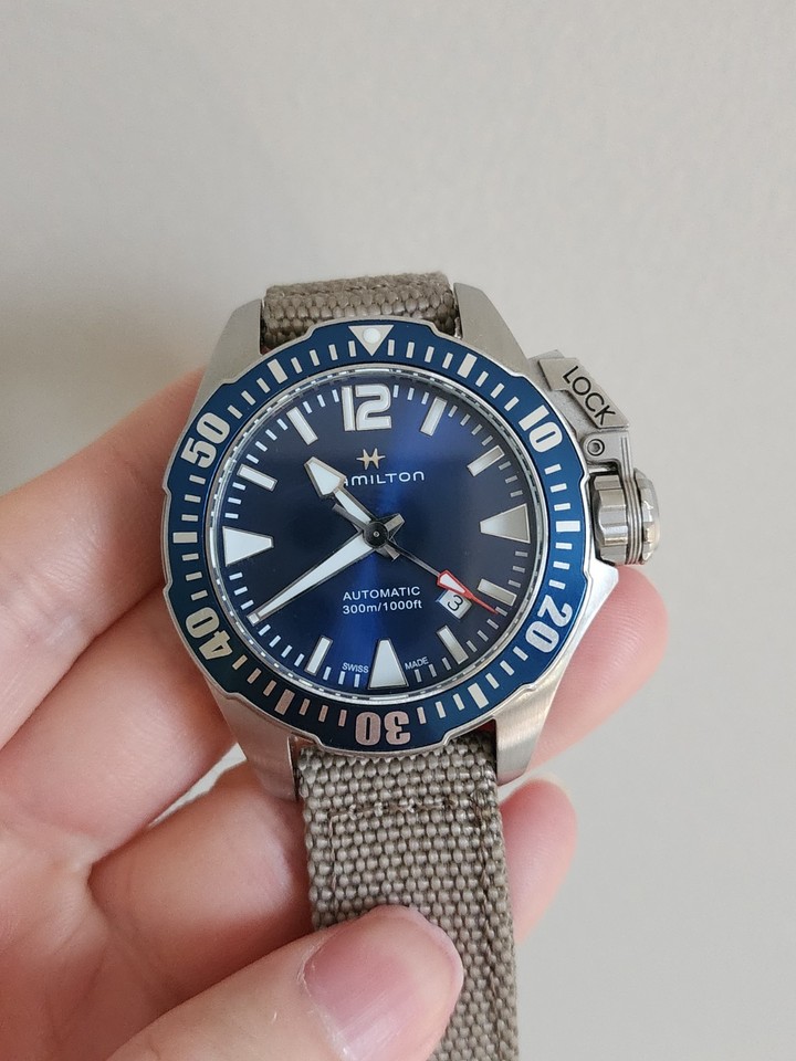 hamilton frogman Khaki Navy - 42mm blue dial | eBay