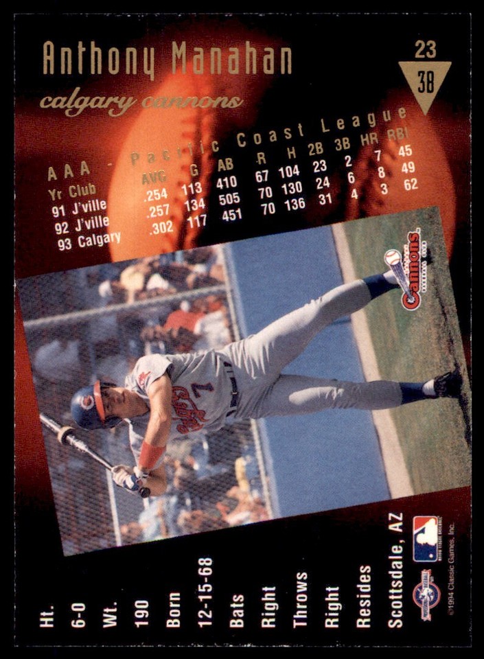 1994 Classic Best Gold Anthony Manahan Calgary Cannons #23 1101 | eBay