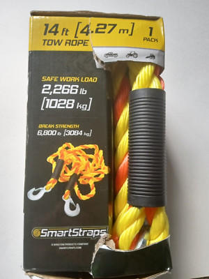 Smartstraps 14 Ft. Tow Rope with Snap Hooks, 6800 Lb. Break Strength | eBay