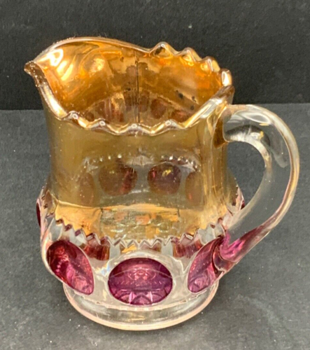 VTG Kings Crown Ruby Flash Thumbprint Glass Creamer Gold Trim | eBay