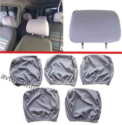 Set of 5 Ps Grey Headrest Covers For Car Van Bus Five Headrest ...