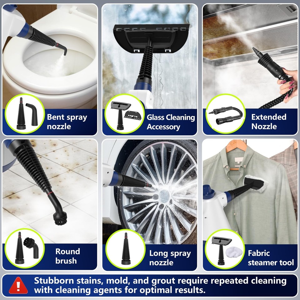 Steam Cleaner, Pressurized Handheld Steam Cleaner for Home with 12pcs ...