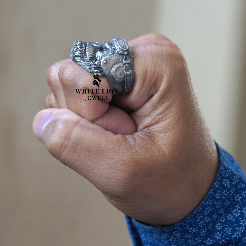 Monkey Chimpanzee Biker Rider Ape Early Human Men Ring Birthday Gift | eBay