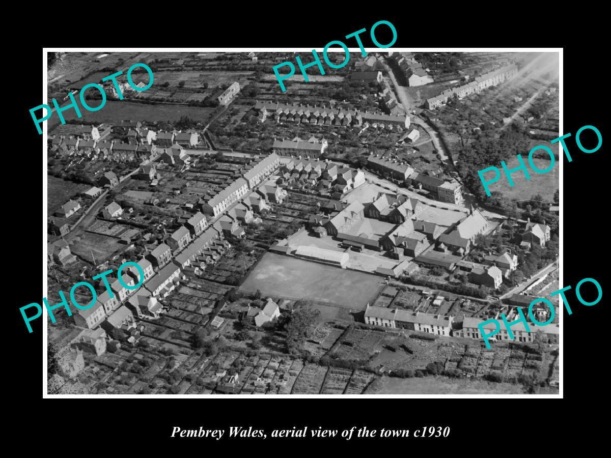 OLD 6 X 4 HISTORIC PHOTO OF PEMBREY WALES AERIAL VIEW OF THE TOWN c1930 ...