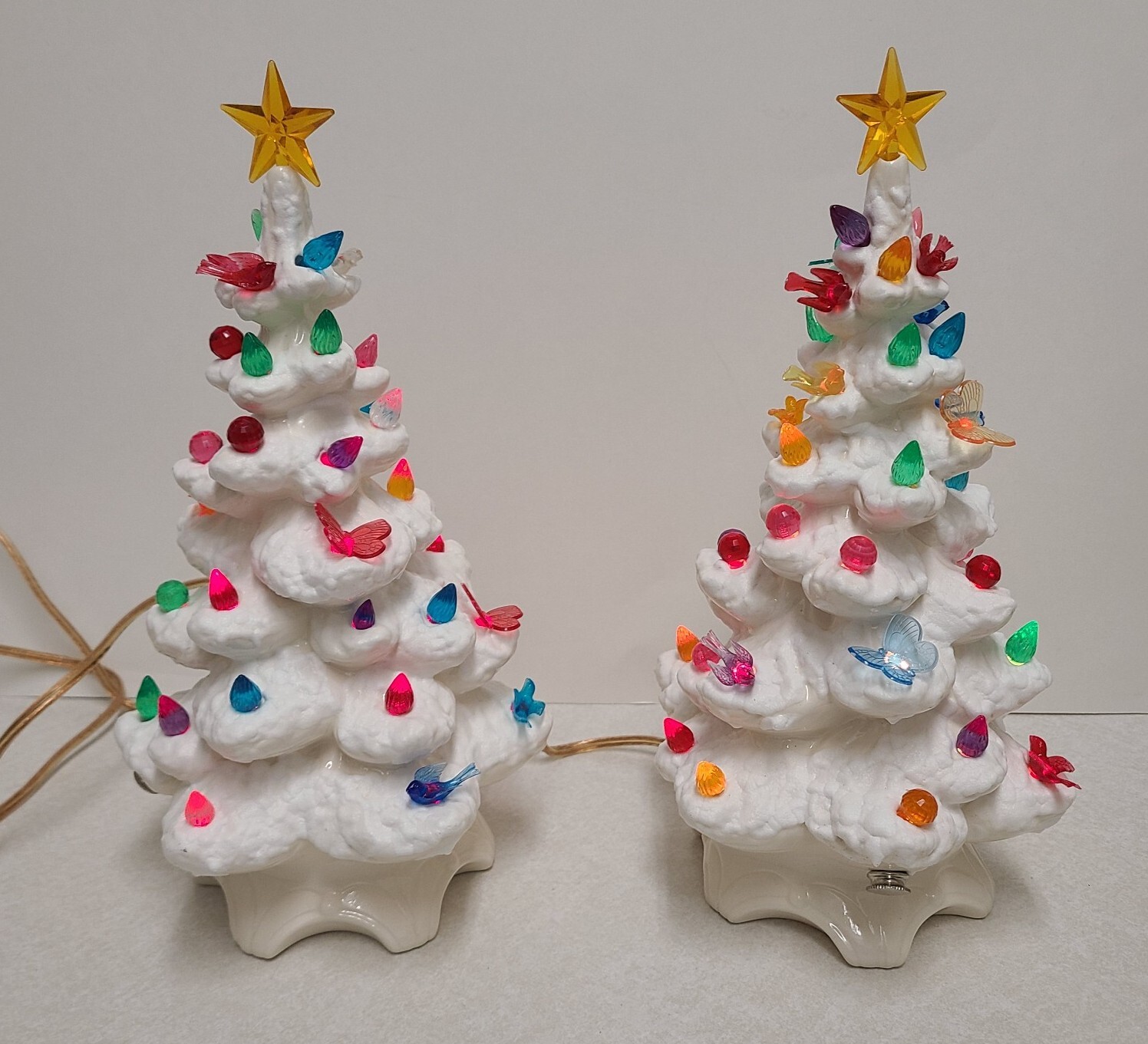 Lot of 2 Vintage Atlantic Mold Ceramic Christmas Trees With Attached ...
