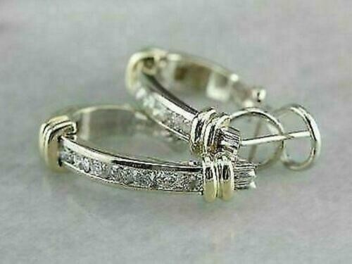 1.50 Ct Round Moissanite Omega Back Hoop Earring 925 Sterling Silver ...