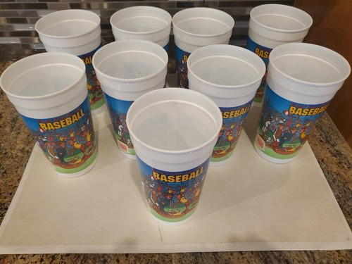 LOT OF 9 Burger King 1990 Big Sport Baseball Collectible Plastic Cups ...