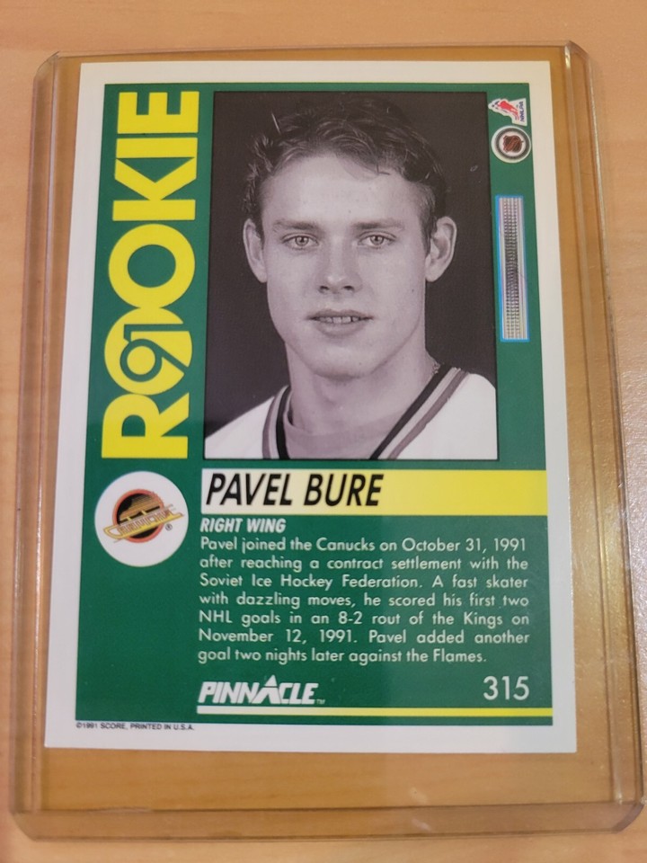 1991-92 Score Pinnacle Pavel Bure #315 Rookie Card MINT CONDITION | eBay