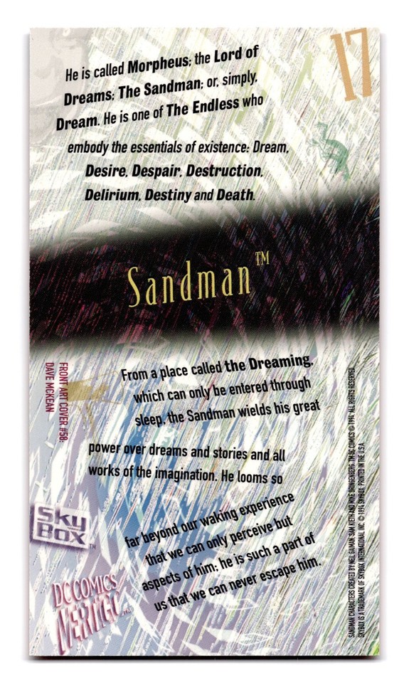 Sandman Morpheus Dream 1994 SkyBox DC Comics Vertigo 17 | eBay