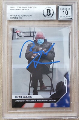 Bernie Sanders Signed Topps Now Card w BAS COA GRADED 10!! Beckett ...