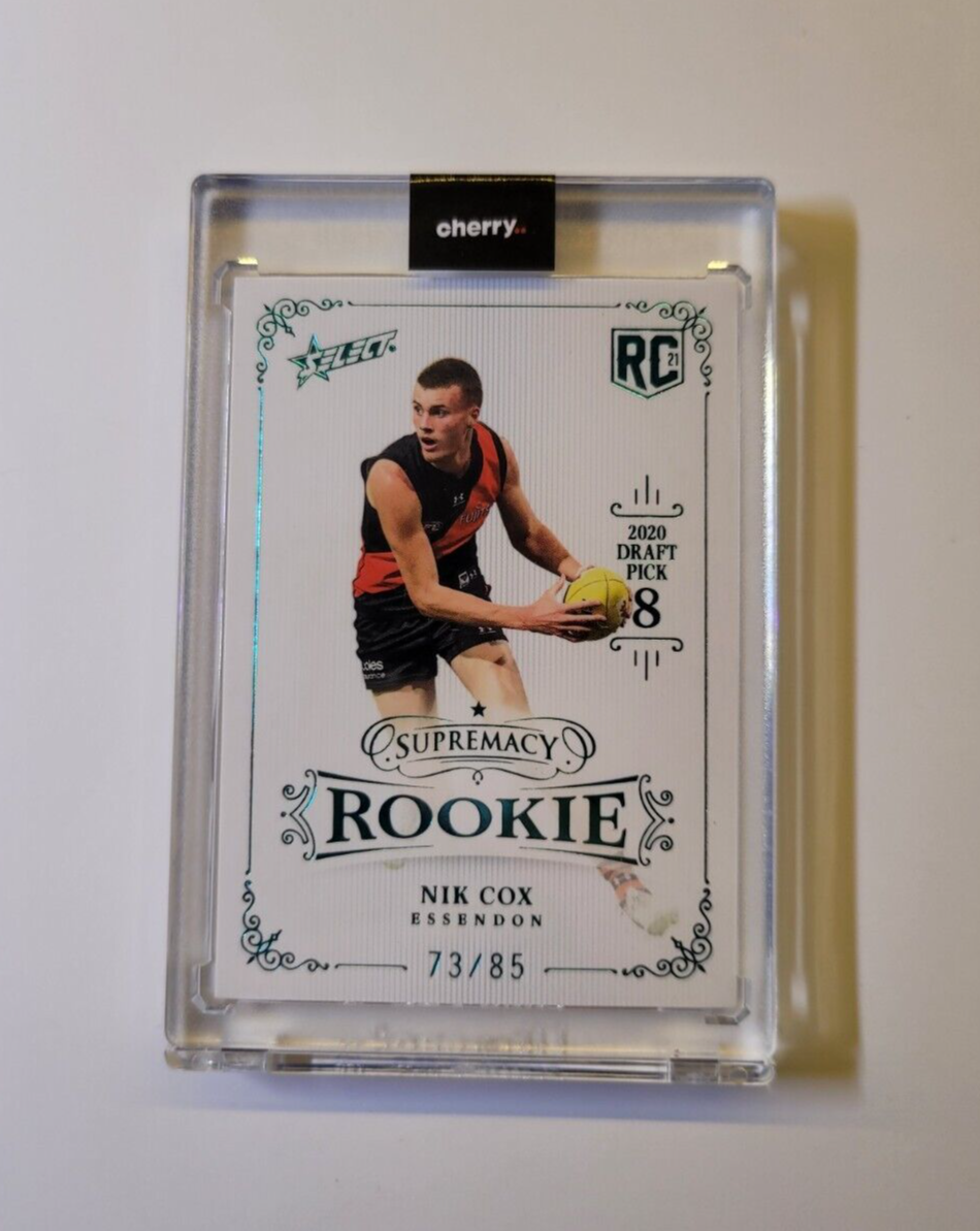 2021 AFL SELECT SUPREMACY ROOKIE CARD ESSENDON BOMBERS NIK COX #73 / 85 ...