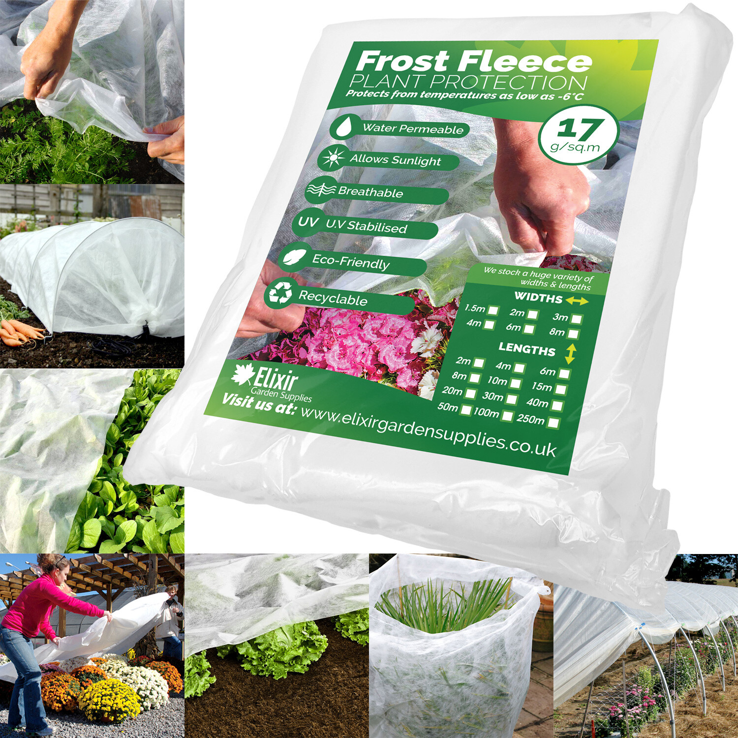 2m Wide Garden Frost Fleece | Cold Weather Winter Plant Warming | 5m ...