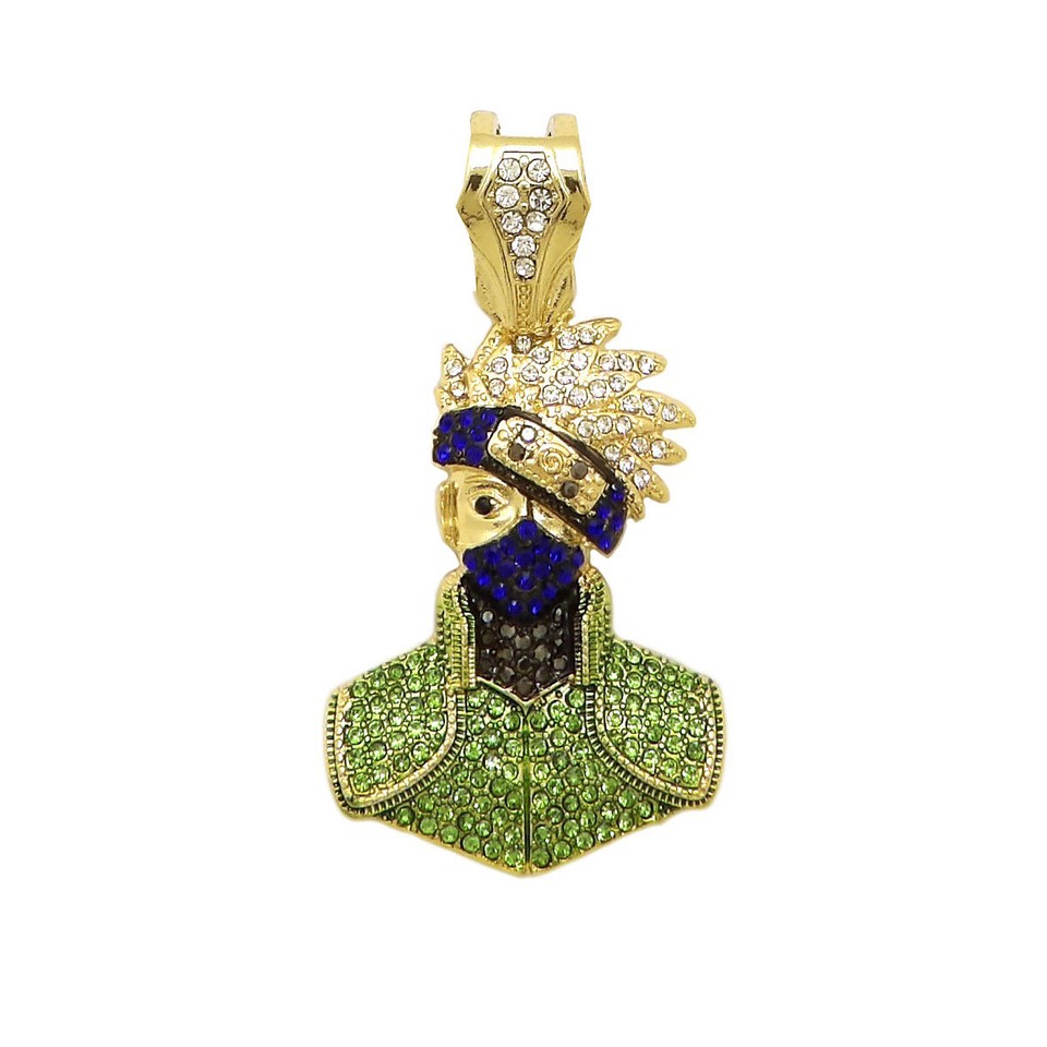 Hip Hop Cubic Zirconia NARUTO Gold Plated Pendant 10mm Iced Cuban Chain ...