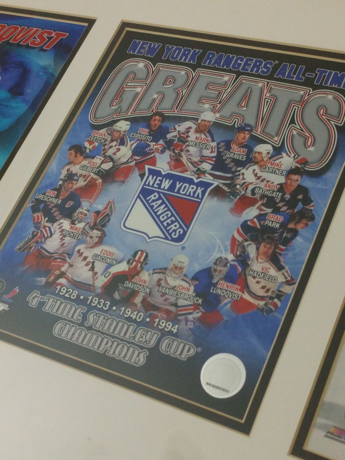 NHL New York Rangers All Time Greats,Henry Lundqvist, Leech.Great 3 ...