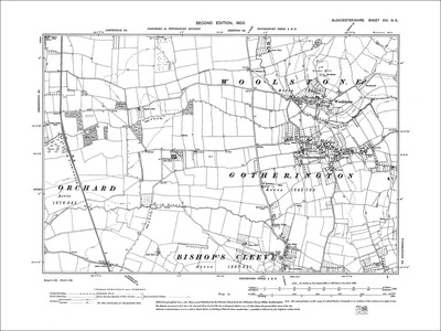 Gotherington, Woolstone, Old Map Gloucestershire 1903: 19NE | eBay