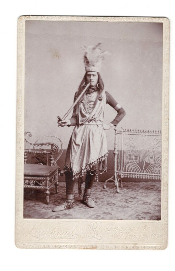 Native American Smoking Pipe Original Photo Cabinet Card Late 1800s ...