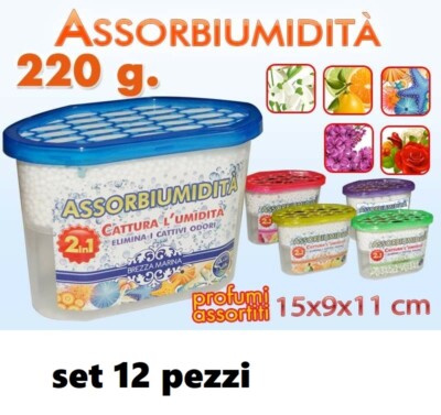 Set 12pz Vaschetta Assorbi Umidita' Con Cristalli Varie Profumazioni ...