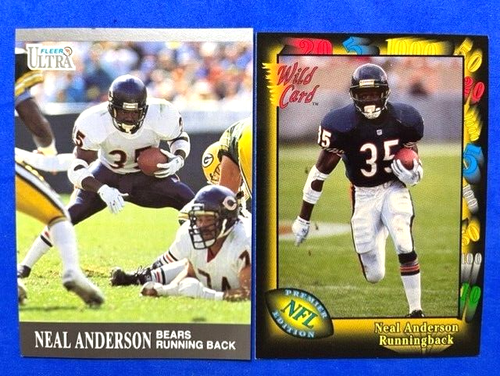 NFL - Neal Anderson 1991 Fleer Ultra & 1991 Wild Card Football - Bears ...