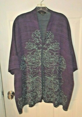 MISOOK Open Front Acrylic Knit Cardigan Purple/Turquoise S/M Jacket | eBay