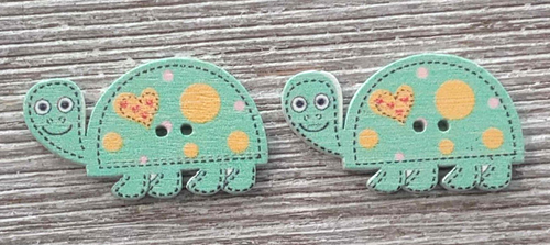 2 Teal Turtle Sewing Buttons Crafting Wood 2 Hole 1 1/8" | eBay