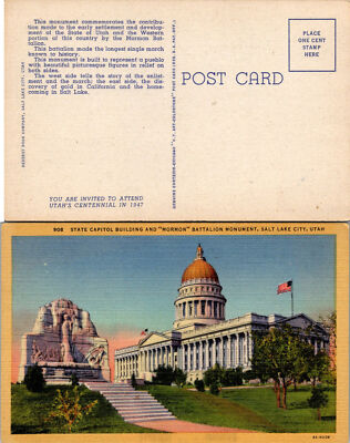 Vintage Utah State Capitol Building Salt Lake City Postcard Unused ...