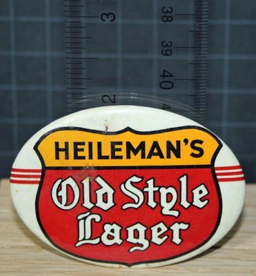 "HEILEMAN'S Old Style Lager” 2.75” Button VINTAGE 1940's BEER PIN | eBay