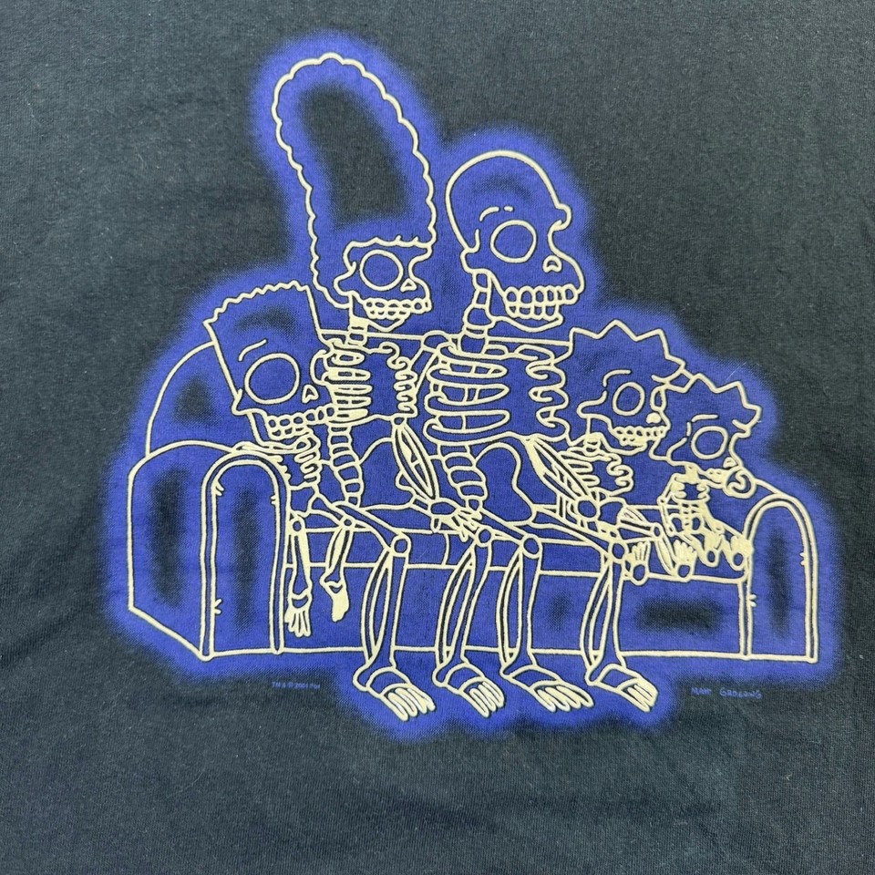 The Simpsons Skeleton Family Couch Graphic T Shirt Mens Large Black | eBay