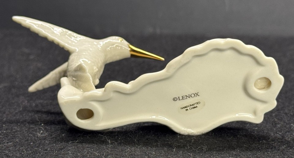 Lenox Ivory Porcelain & Gold Hummingbird and Hibiscus Flower Figurine ...