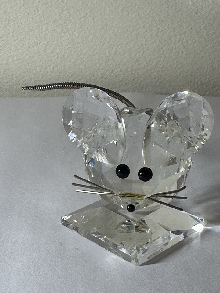 Swarovski Silver Crystal Mouse Figurine Glossy Clear Metal Boxed ...