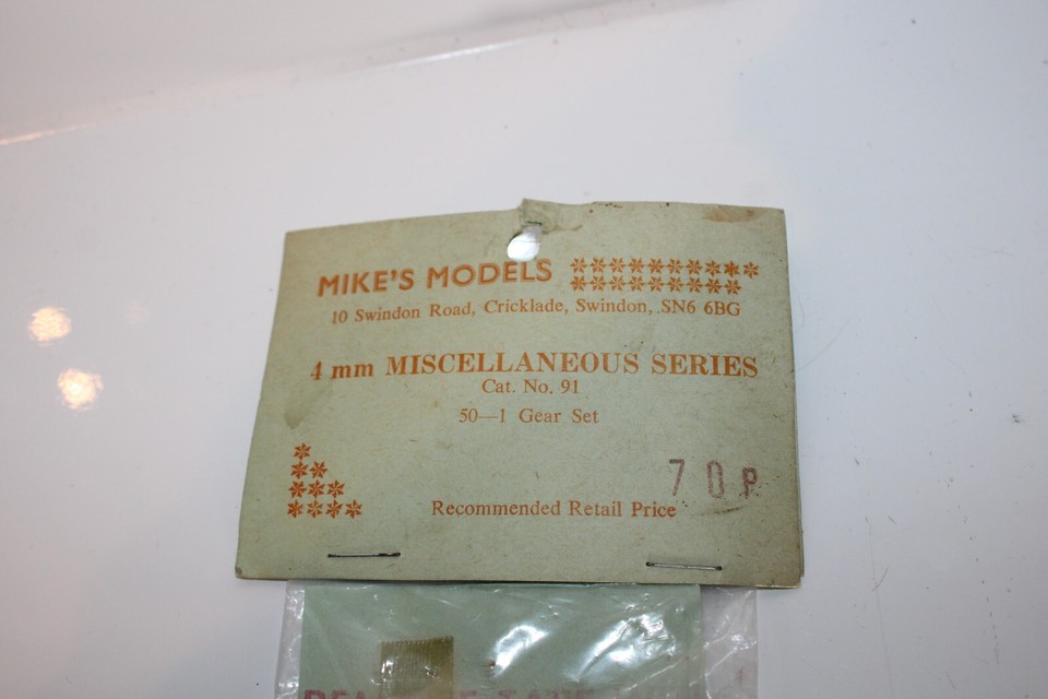 Mikes Models No.91 4mm/OO 50:1 Brass & Steel Gear Set - 3/32" Shaft & 1 ...