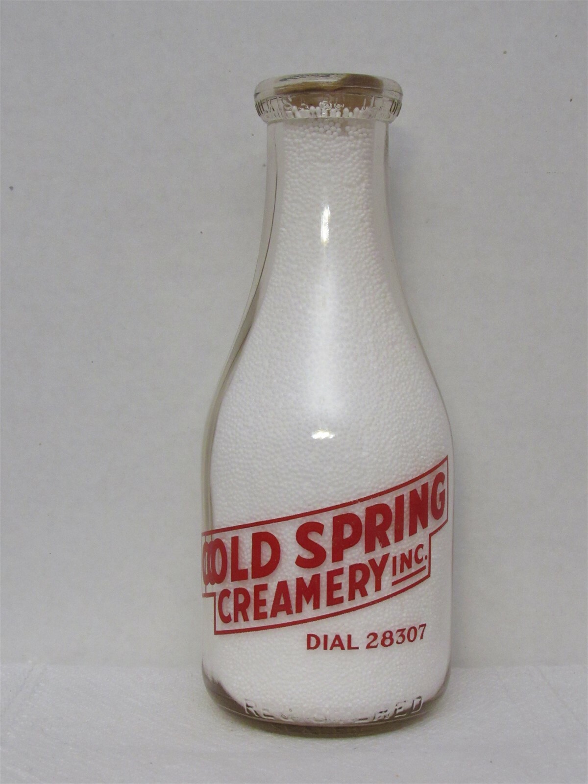 TRPQ Milk Bottle Cold Spring Creamery Inc Dairy Roanoke VA Cellophane ...