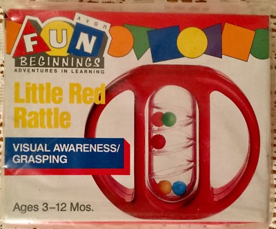 1989 AVON FUN BEGINNINGS "Little Red Rattle" VISUAL AWARENESS/GRASPING ...