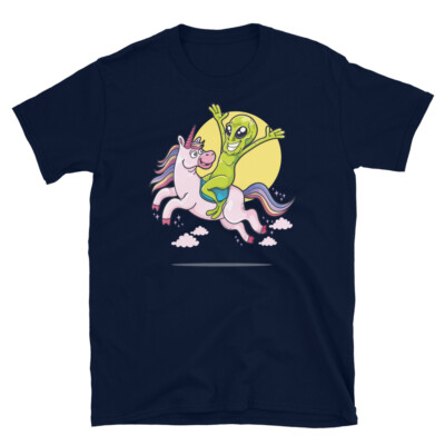 Cryptozoology Conspiracy Theory Alien Riding Unicorn Short-Sleeve ...