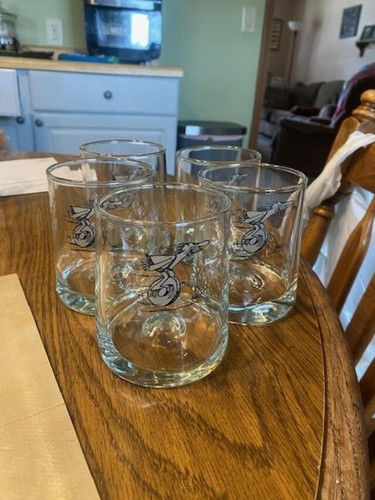 Set Of 5 Hart BC Comic Caveman On Wheels Pinched Drinking Glasses ...