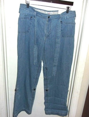 George & Martha Denim Roll Tab Blue Jeans Capri Classic Size 14P New | eBay