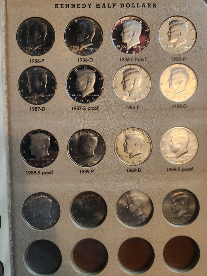Kennedy Half Dollar in Dansco Album–Total 78 Coins (Silver & Proof 1964 ...