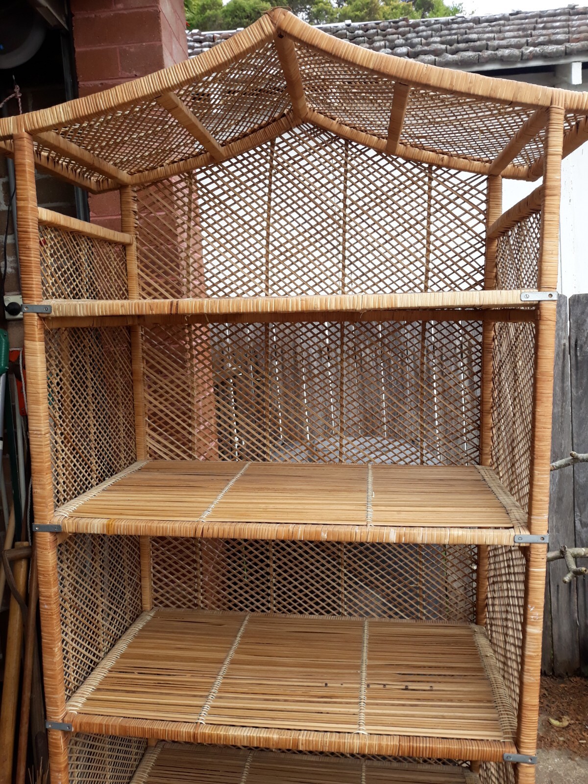 Large Vintage Cane Shelving Unit | eBay Australia