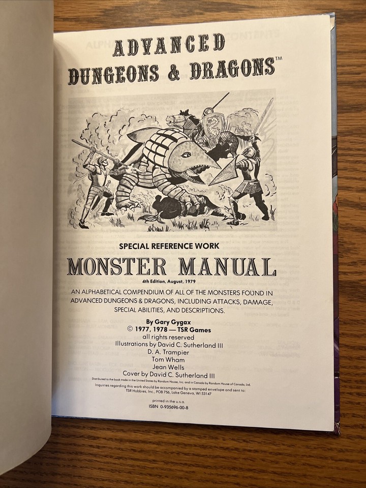 MONSTER MANUAL 1980 5th print 1st Edition Dungeons & Dragons EXC! | eBay