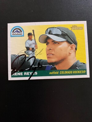 Rene Reyes Signed 2004 Topps Heritage #358 Card Colorado Rockies ...