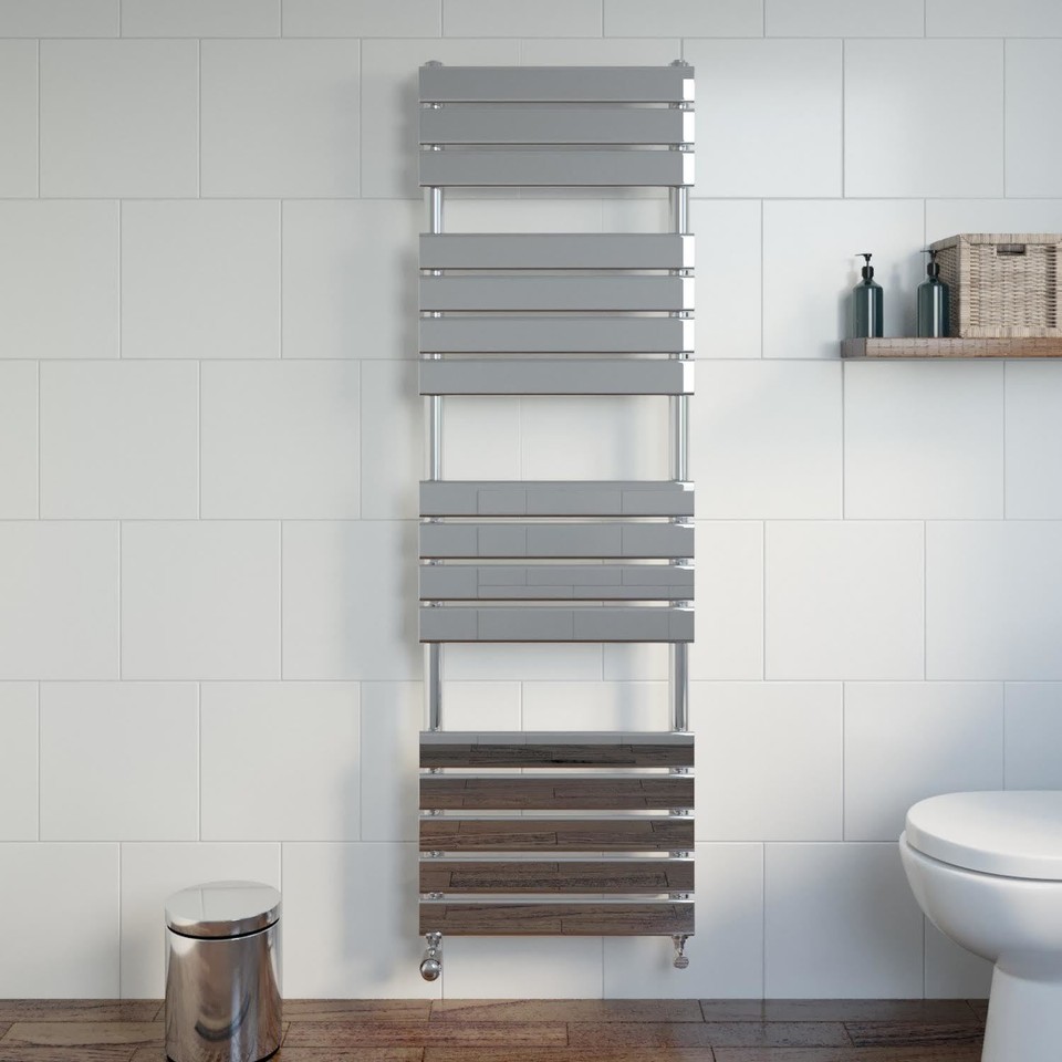 Flat Panel Heated Towel Rail Radiator Rack Chrome Designer Bathroom Rad ...