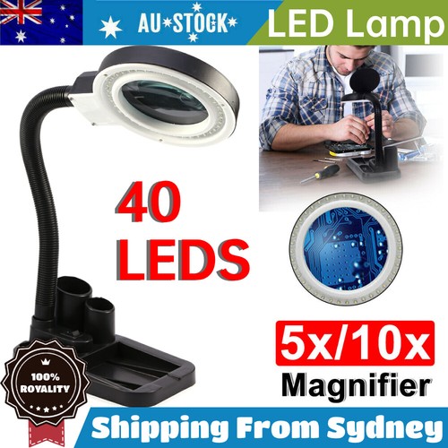 5X 10X Magnifying Glass Lamp Light Magnifier Desk Table Task Craft Work ...